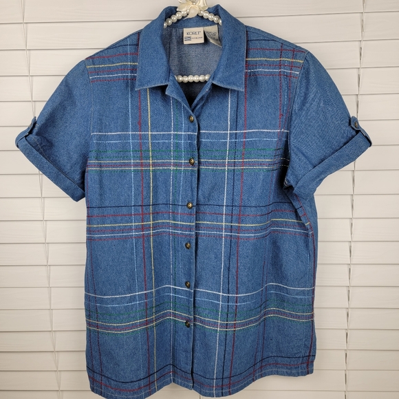 Koret | Tops | Koret City Blues Vintage Blue Denim Button Down Shirt ...